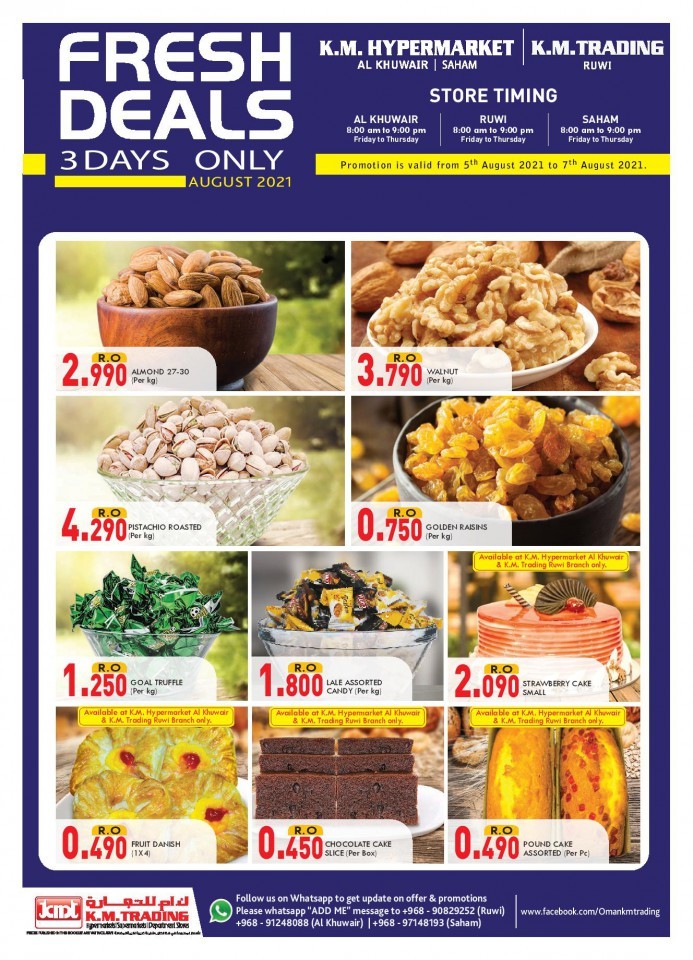 KM Trading & Hypermarket Oman Three Days Only Fresh Deals